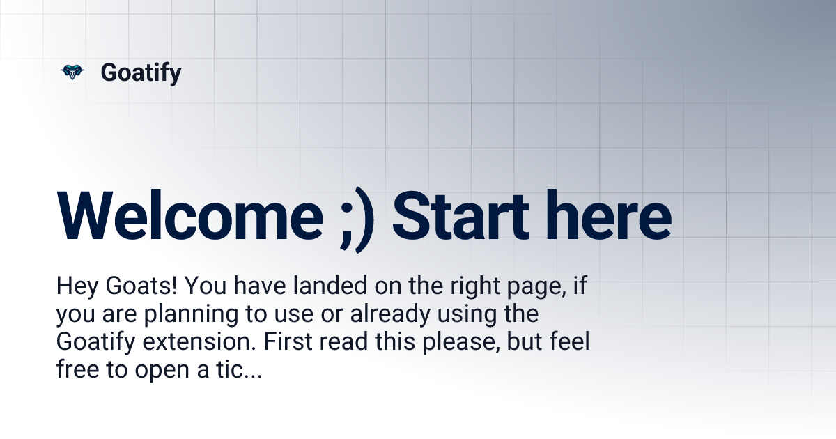 Welcome ;) Start here | Goatify